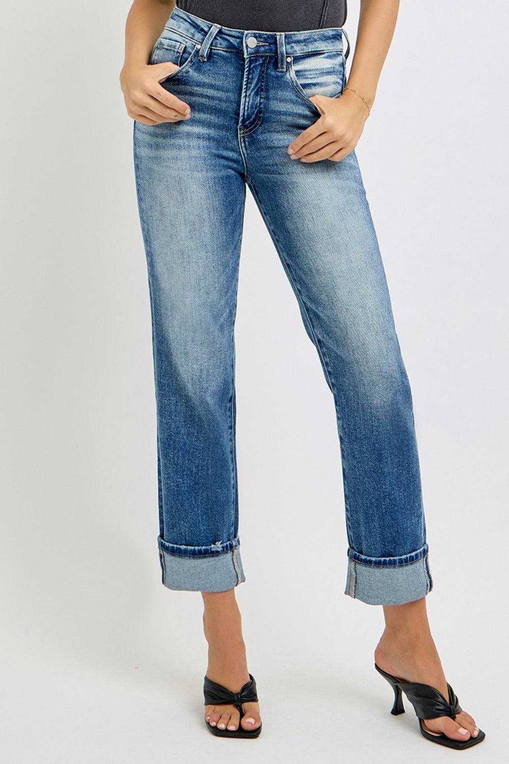 RISEN Full Size High Rise Crop Straight Roll Up Jeans – Wiley Mae Whimsies